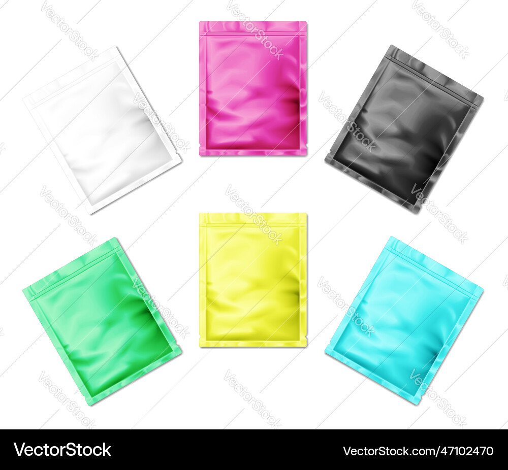 Blank sachet packet with tear notches - realistic Vector Image