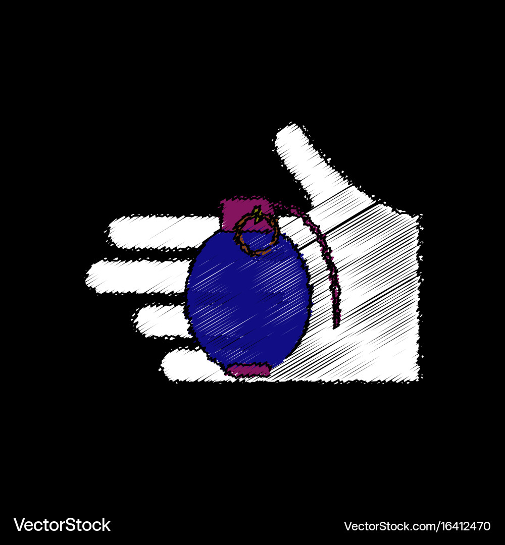 Flat shading style icon frag grenade in hand Vector Image