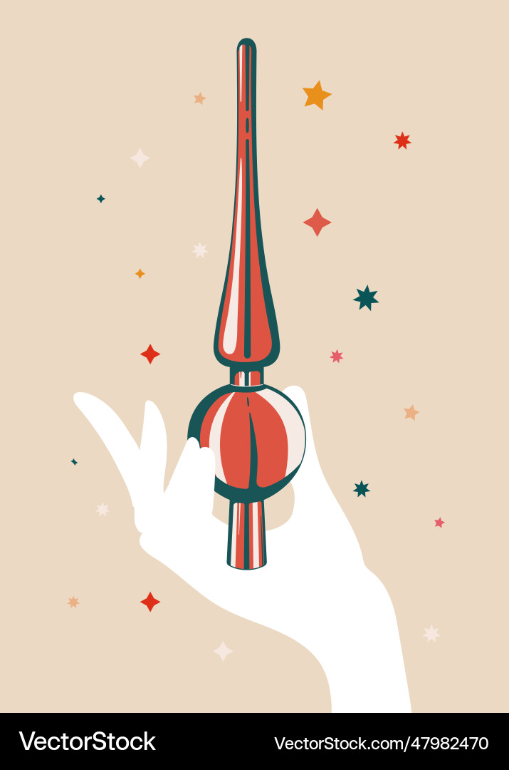 Hand holding christmas decoration Royalty Free Vector Image