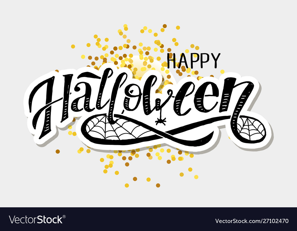 Happy halloween lettering calligraphy brush text Vector Image