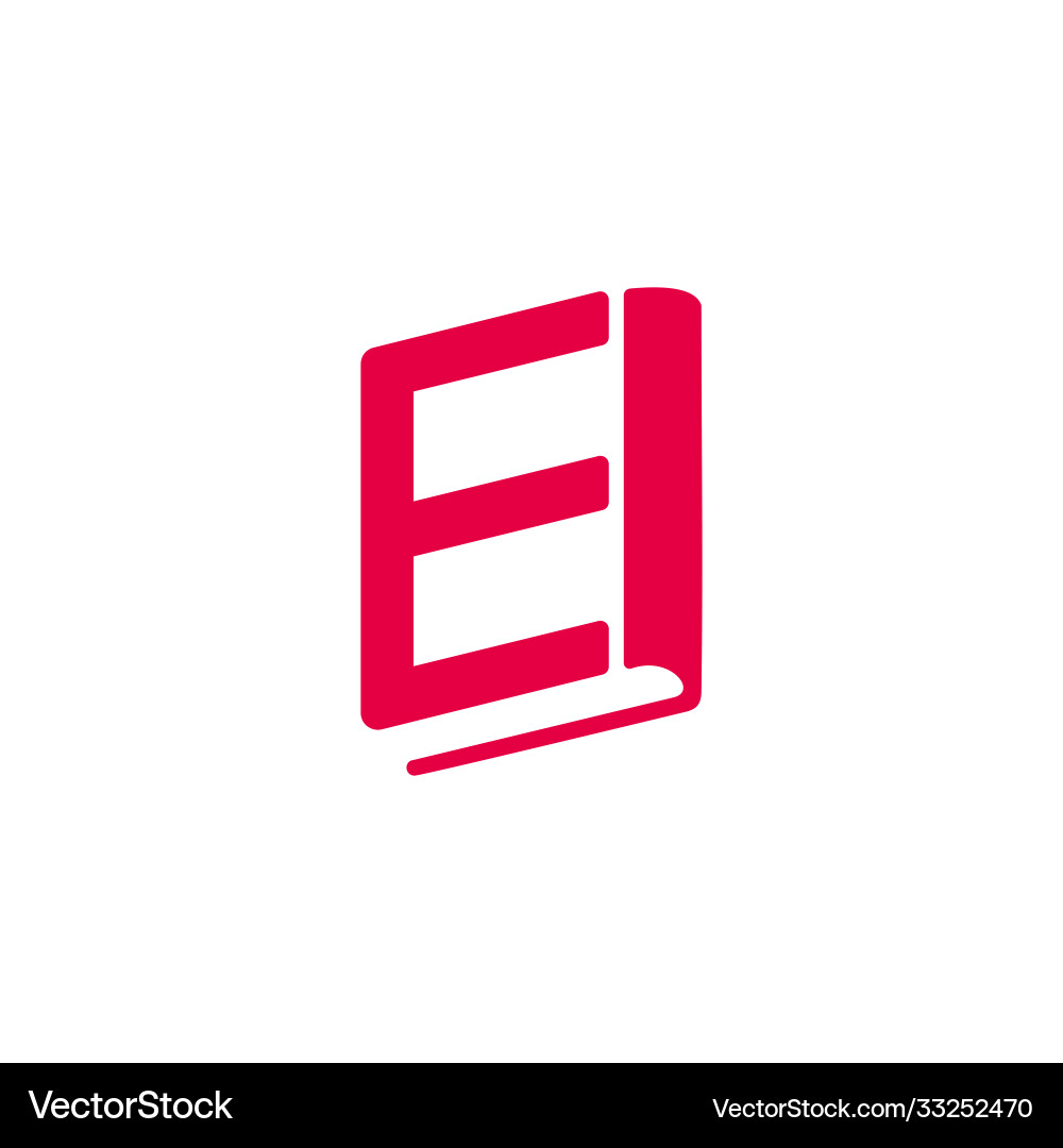 Letter e book education symbol geometric logo Vector Image