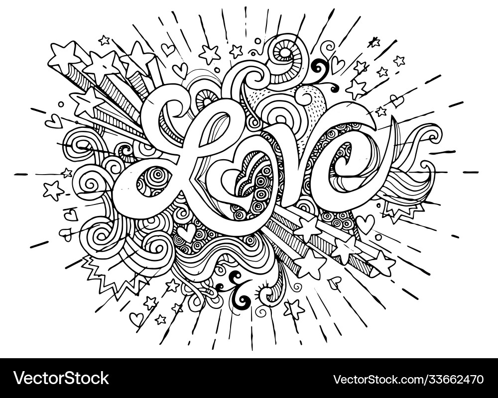 Love hand lettering and doodles elements sketch Vector Image