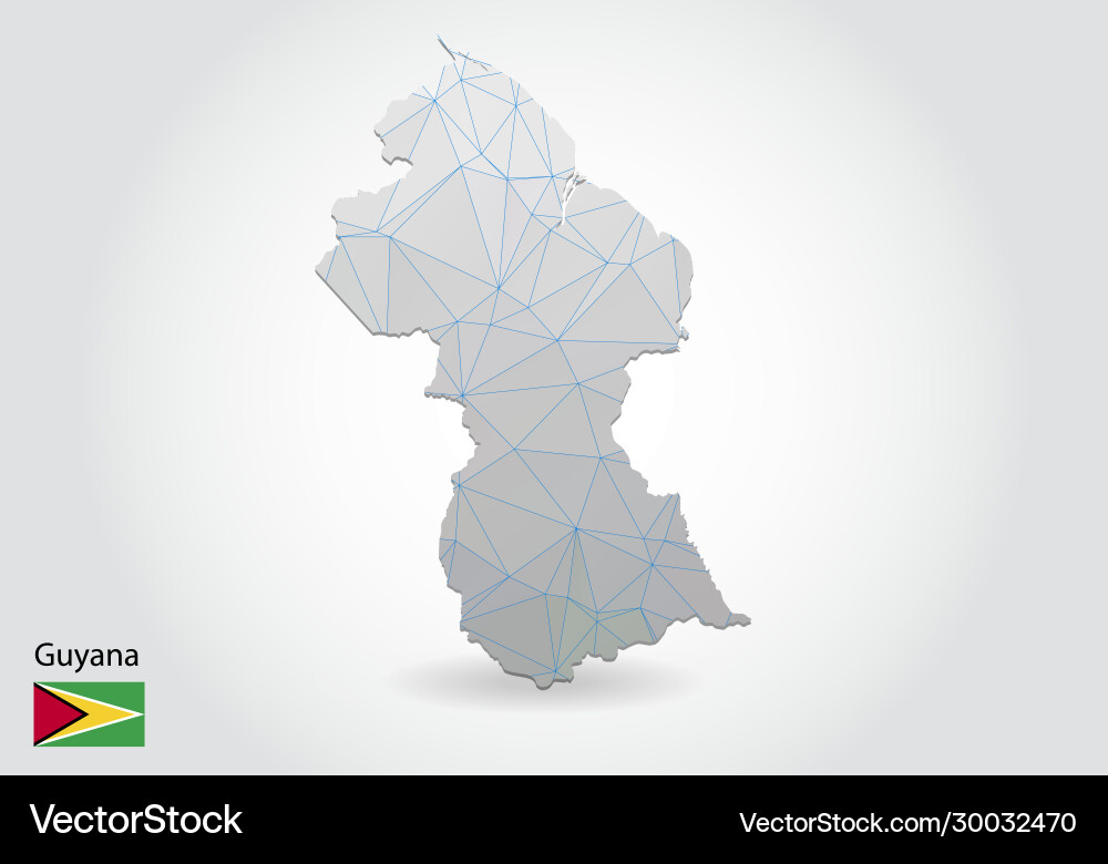 Map guyana with trendy triangles design Royalty Free Vector
