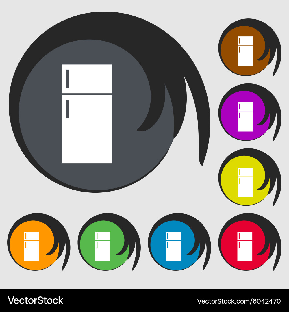 Refrigerator icon sign symbols on eight colored Vector Image