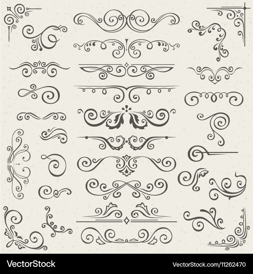 Set of swirl elements for design Royalty Free Vector Image