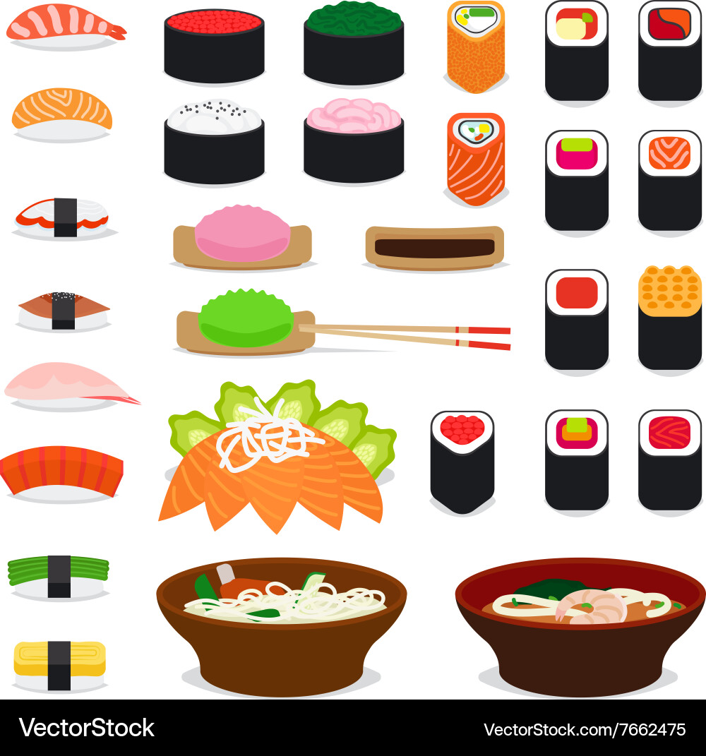 Asia food icons Royalty Free Vector Image - VectorStock