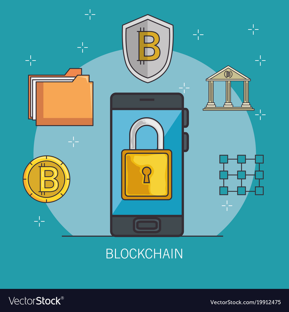Blockchain business set icons Royalty Free Vector Image