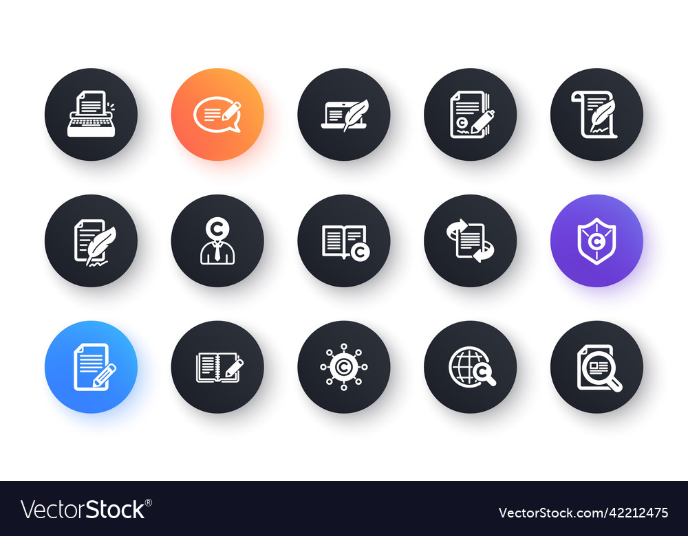 Copywriting icons copyright typewriter Royalty Free Vector