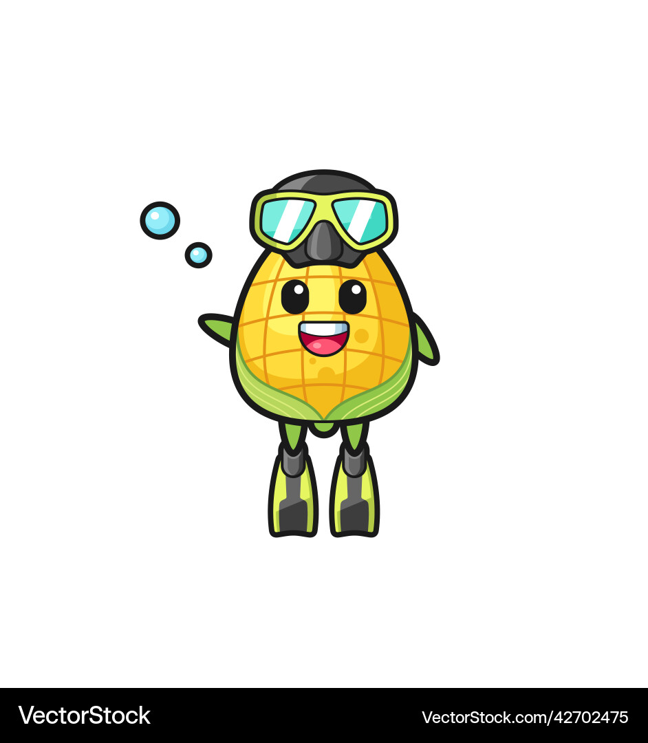 Corn diver cartoon character Royalty Free Vector Image