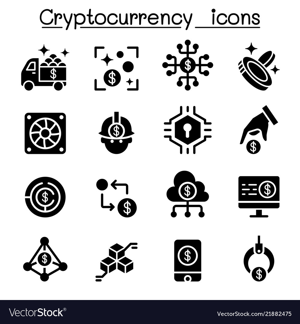Cryptocurrency icon set Royalty Free Vector Image