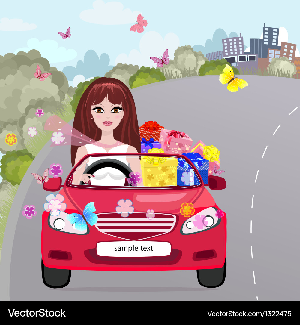 Gifting girl convertible Royalty Free Vector Image
