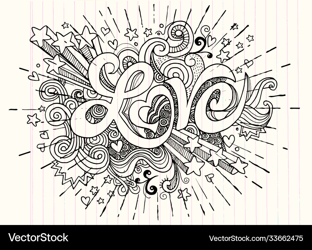 Love hand lettering and doodles elements sketch Vector Image