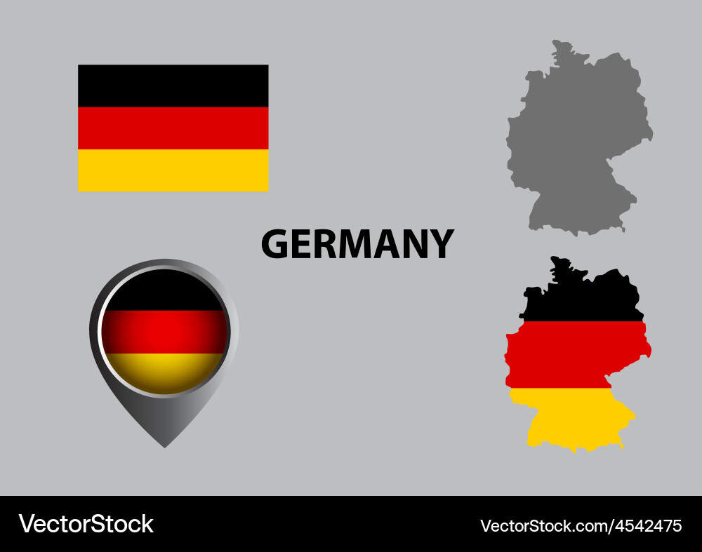 Map of germany and symbol Royalty Free Vector Image