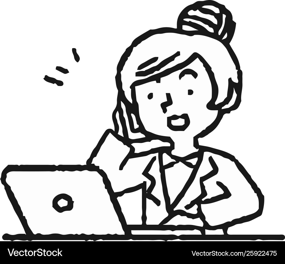 Monochrome analog style working woman Royalty Free Vector