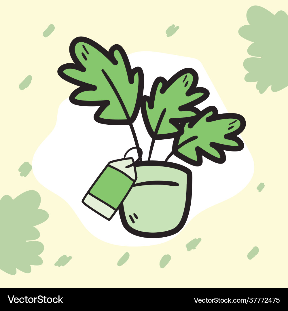 Plant with label Royalty Free Vector Image - VectorStock