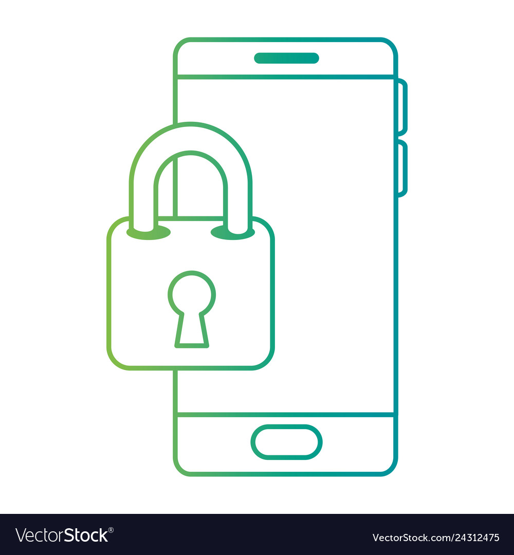 Smartphone device with padlock Royalty Free Vector Image