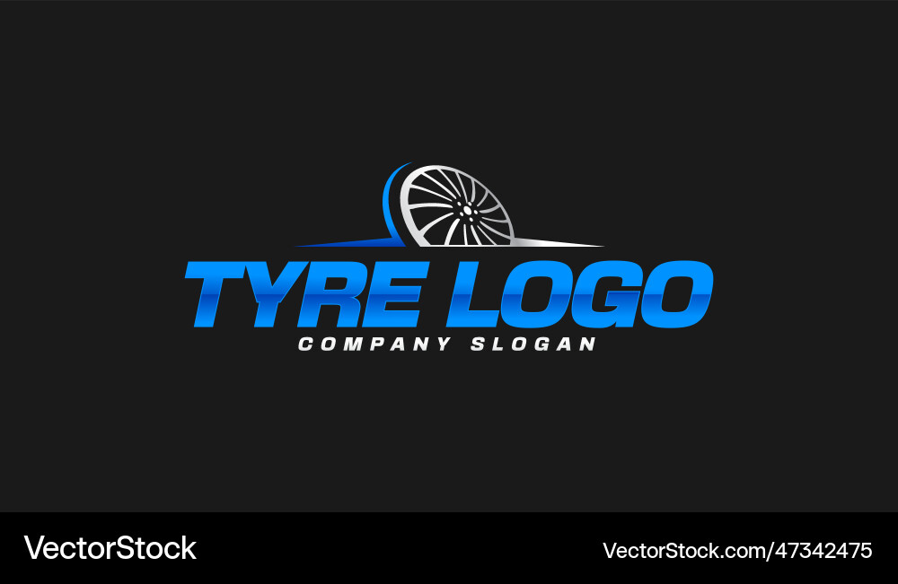 Tyre wheel logo concept with modern text wheel Vector Image