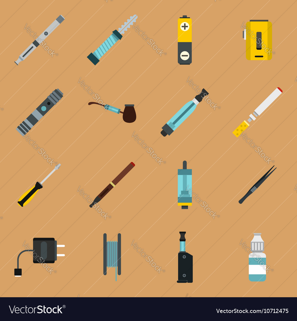 Vaping icons set in flat style Royalty Free Vector Image