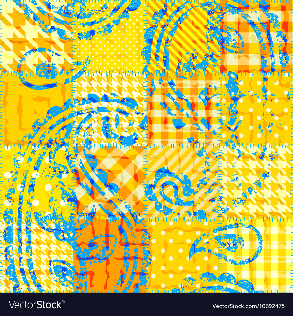 Yellow patchwork pattern Royalty Free Vector Image