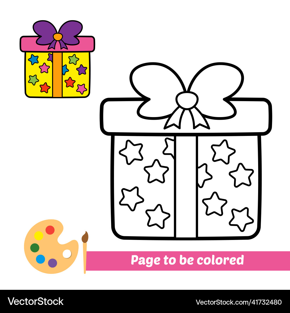 Coloring book for kids gift box Royalty Free Vector Image