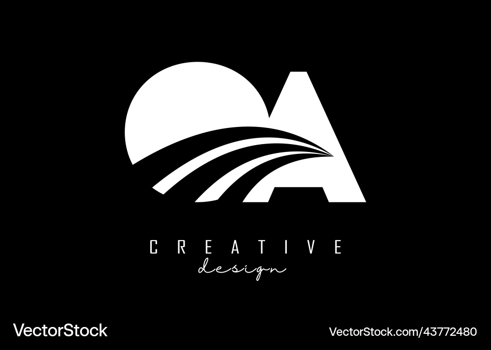 Creative white letters oa o a logo with leading Vector Image