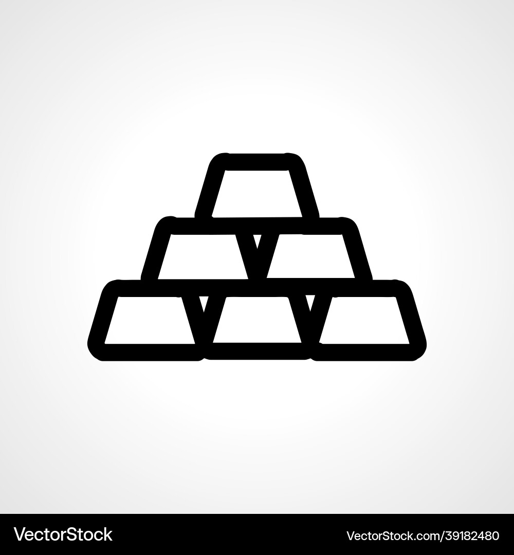 Gold ingots line icon ingots isolated simple Vector Image