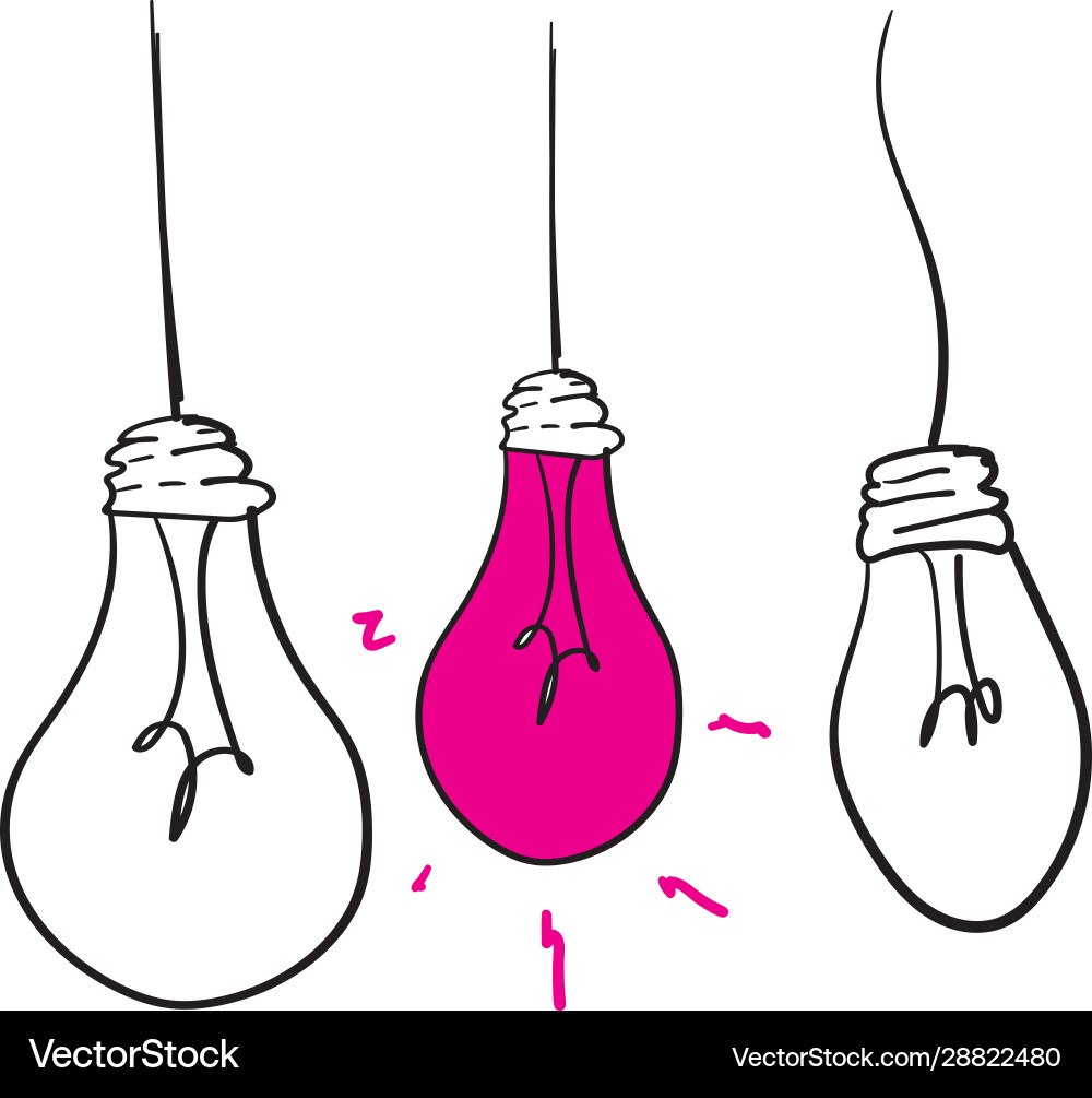 Hand drawn light bulb icons with concept idea Vector Image