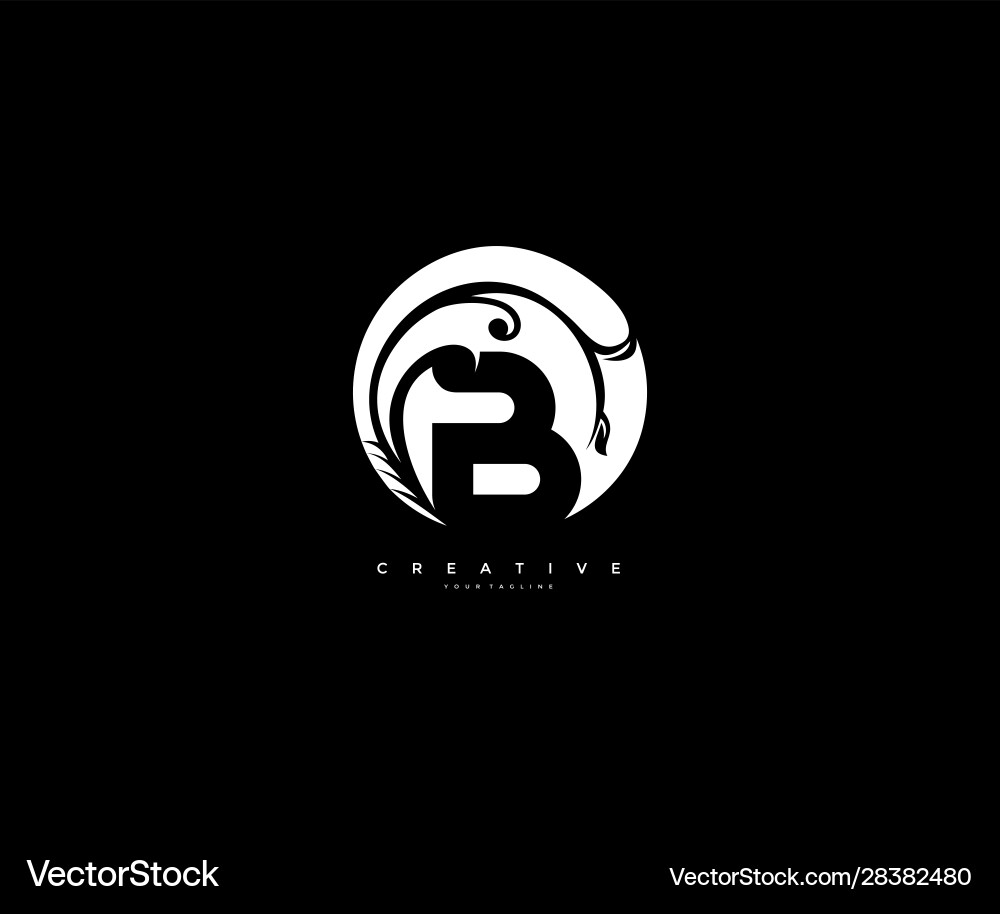 Initial letter b circle flourishes monogram Vector Image