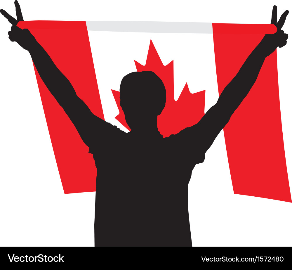 Man with flag of canada Royalty Free Vector Image