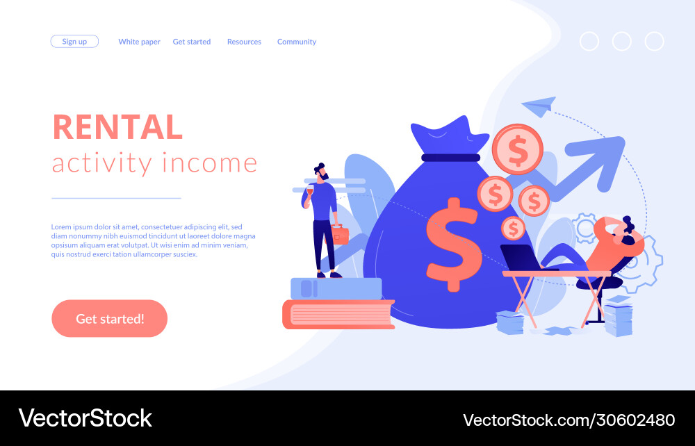 Passive income concept landing page Royalty Free Vector