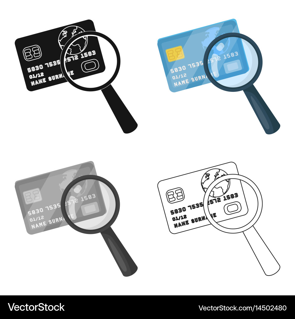 Plastic credit card with a magnifying glass Vector Image
