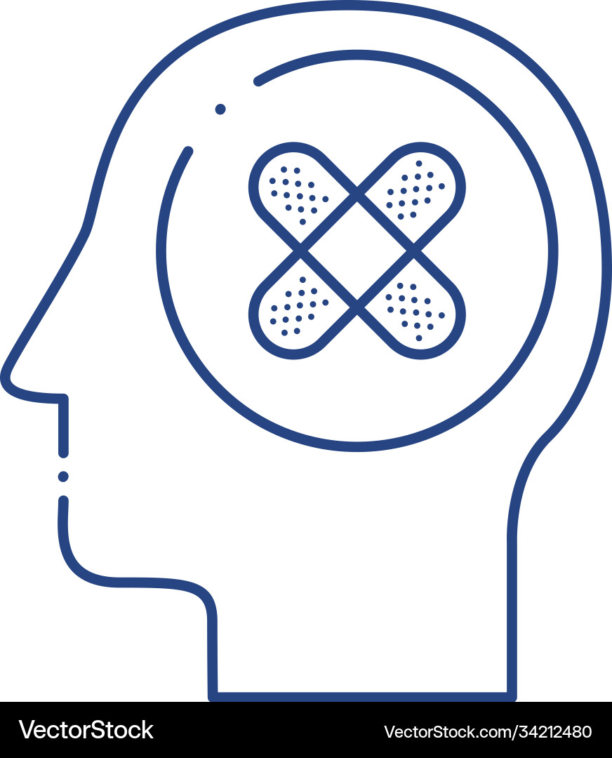 Profile human with cure bandages line style Vector Image