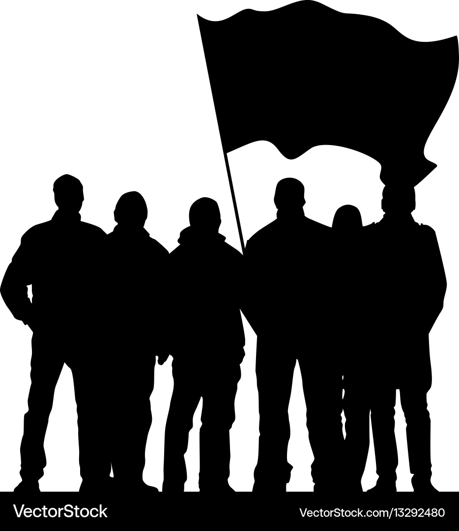 Silhouettes of protesters Royalty Free Vector Image