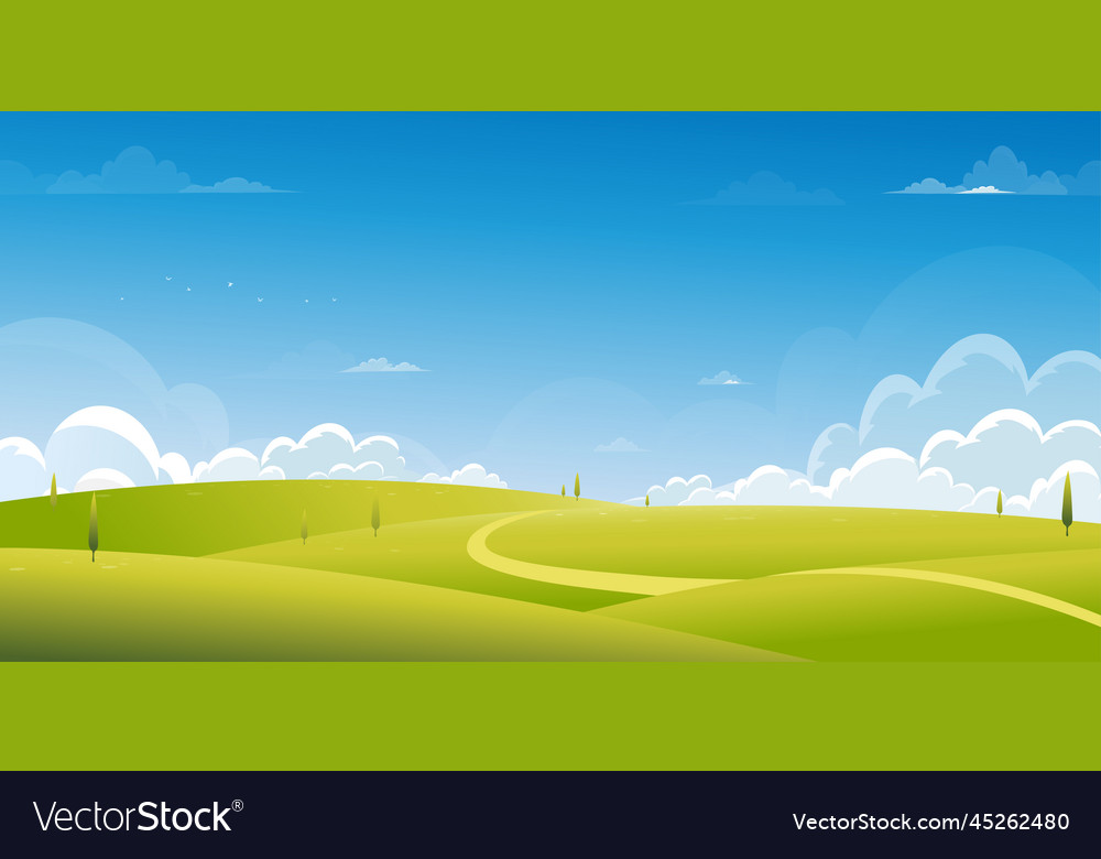 Spring background with green grass field Vector Image