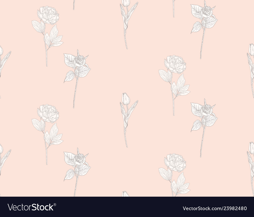 Subtle seamless pattern with drawn florals Vector Image