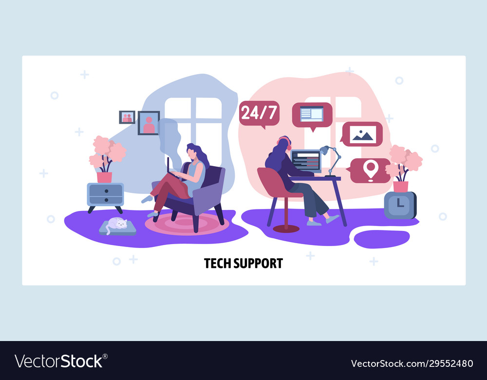 Tech customer support service online contact Vector Image