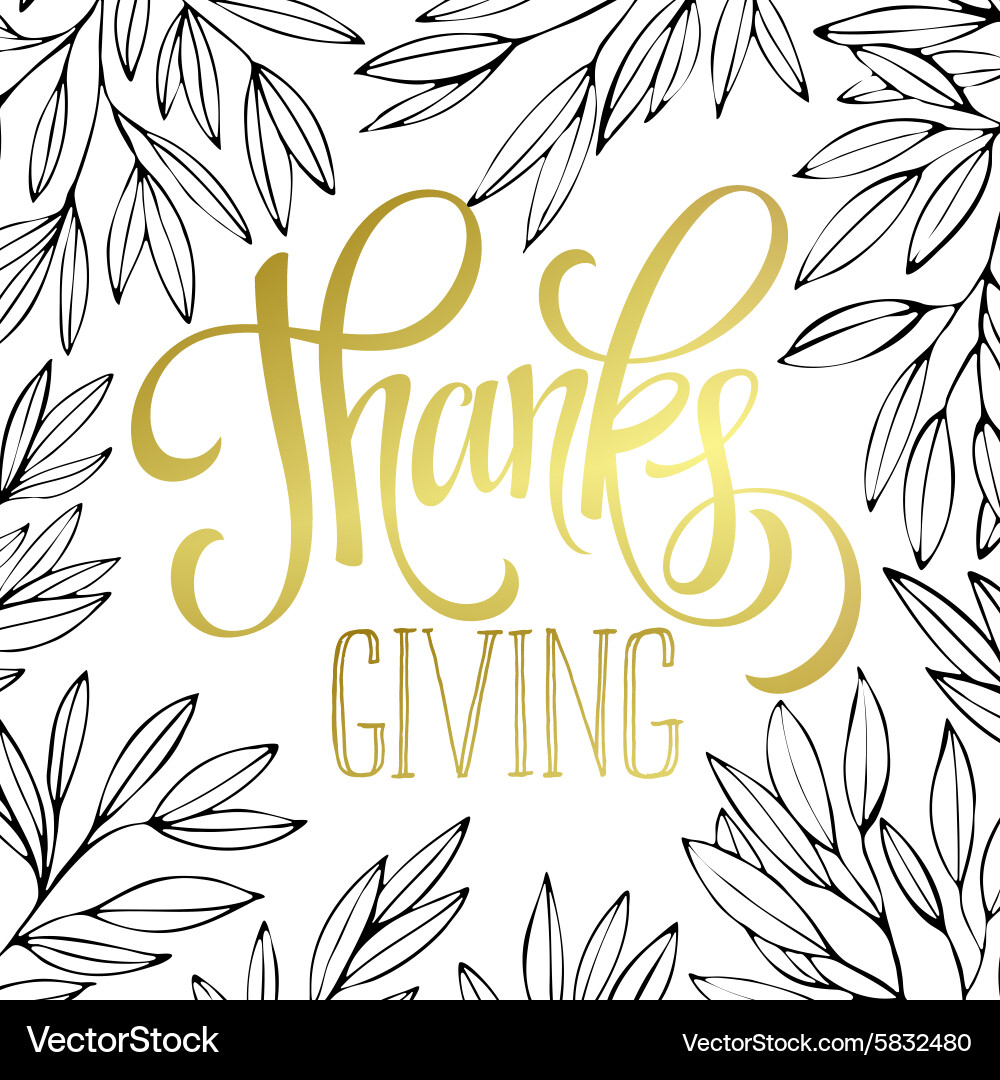 Thanksgiving - gold glittering lettering design Vector Image