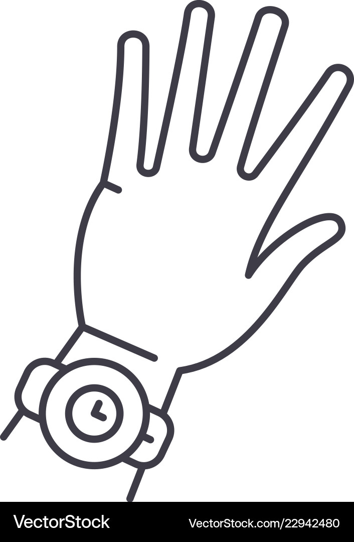 Watch on hand line icon concept Royalty Free Vector Image