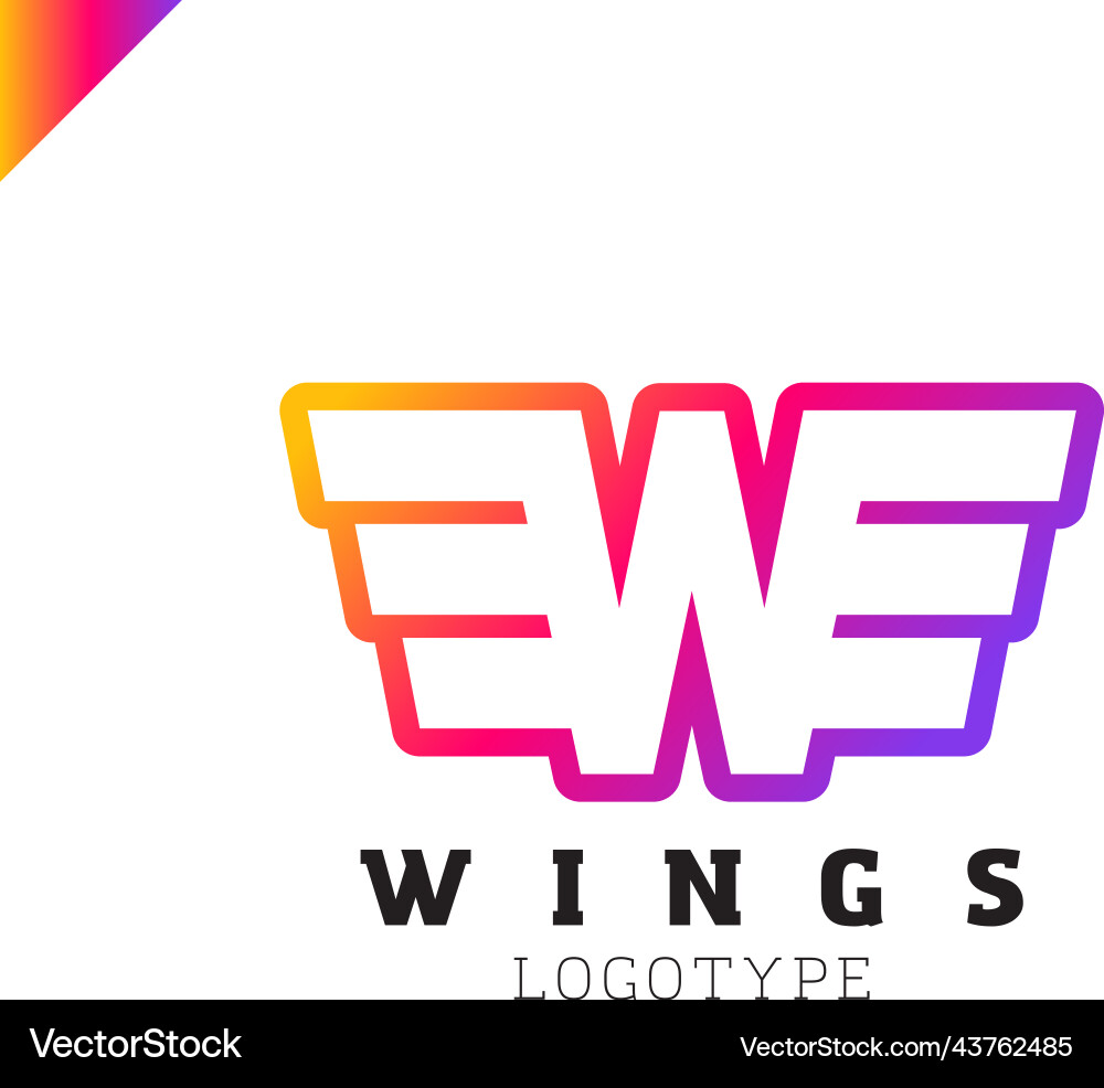 Abstract wings and letter w logo template Vector Image