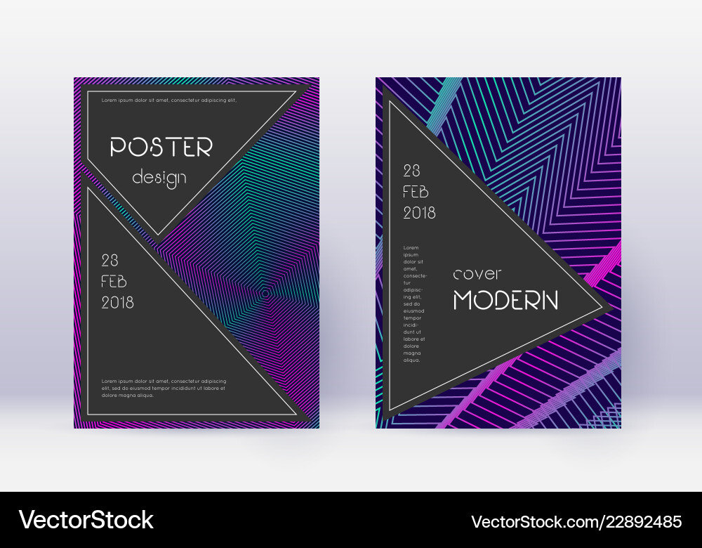 Black cover design template set neon abstract lin Vector Image