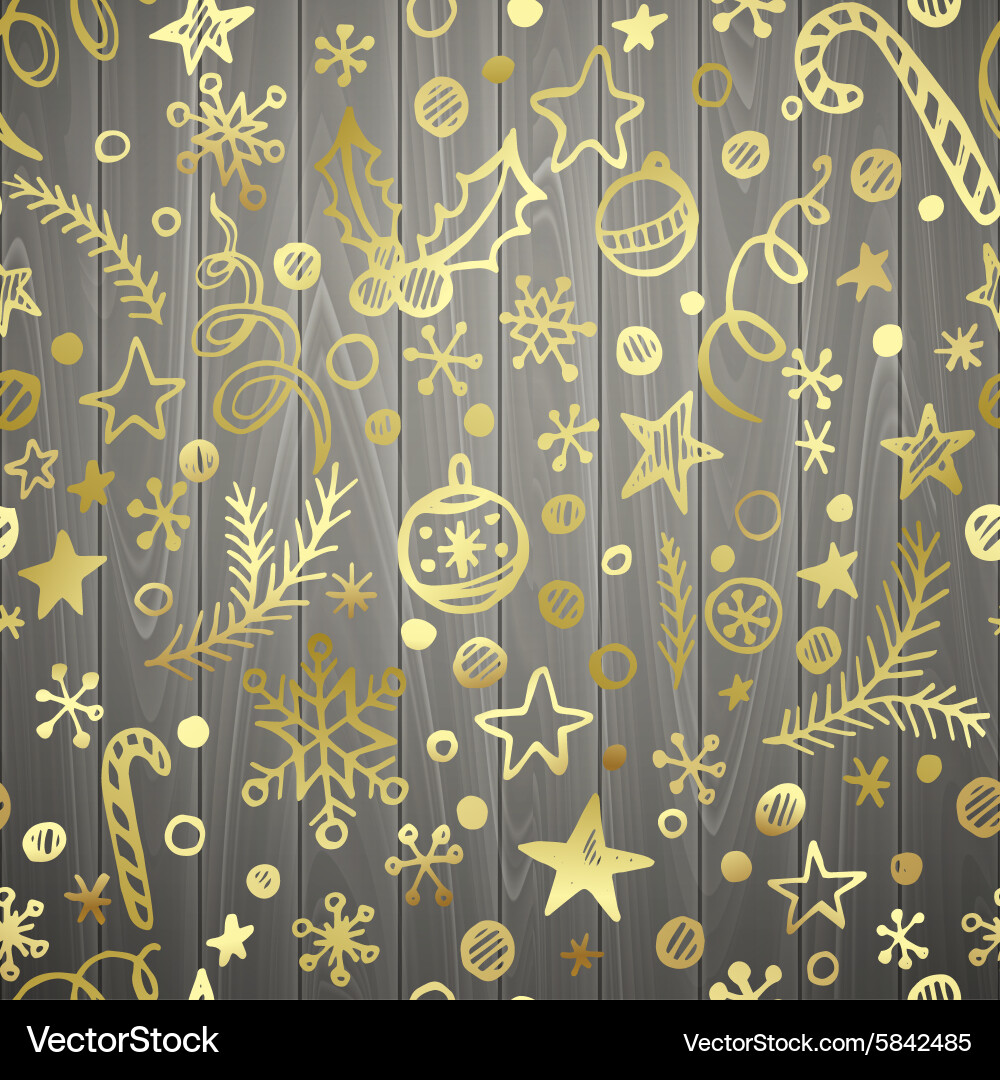 Christmas and new year golden seamless pattern Vector Image