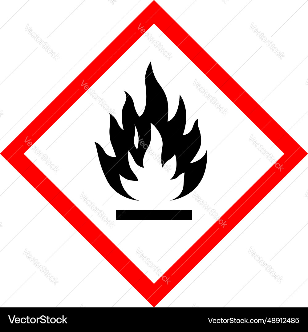 Classic flammable warning symbol red diamond Vector Image