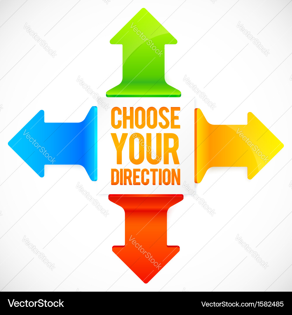 Colorful four directions arrows set Royalty Free Vector