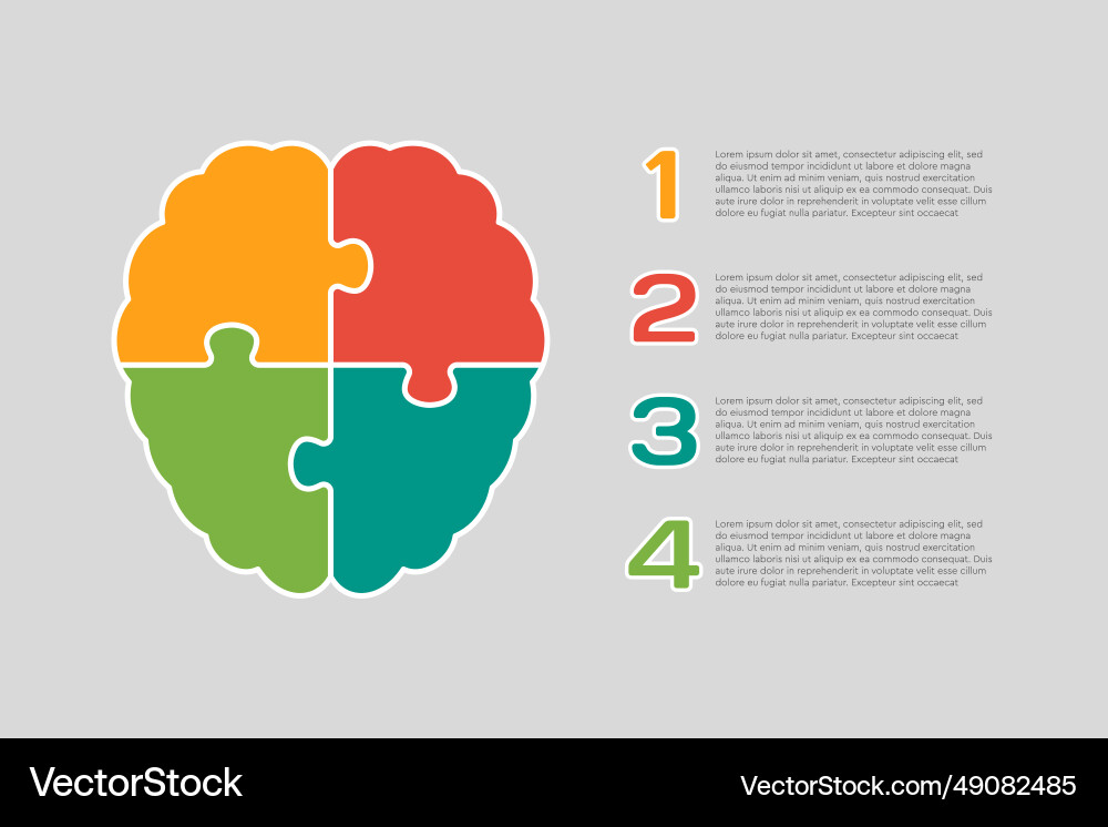 Diagram infographic 4 steps brain puzzle Vector Image