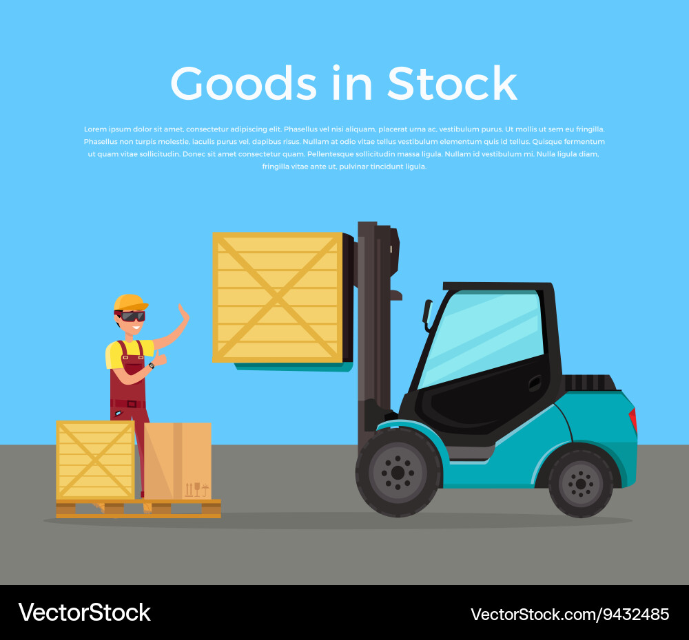 Goods in stock banner design flat Royalty Free Vector Image