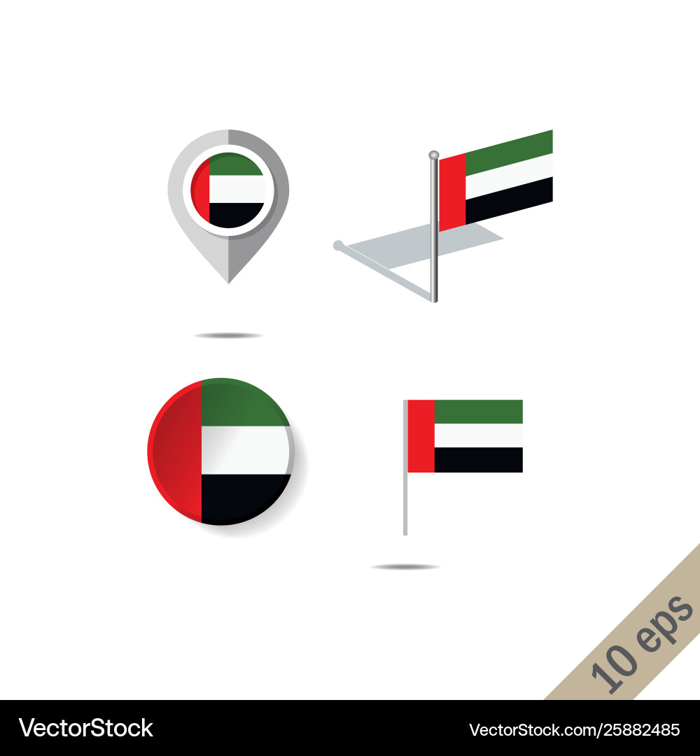Map pins with flag united arab emirates Royalty Free Vector