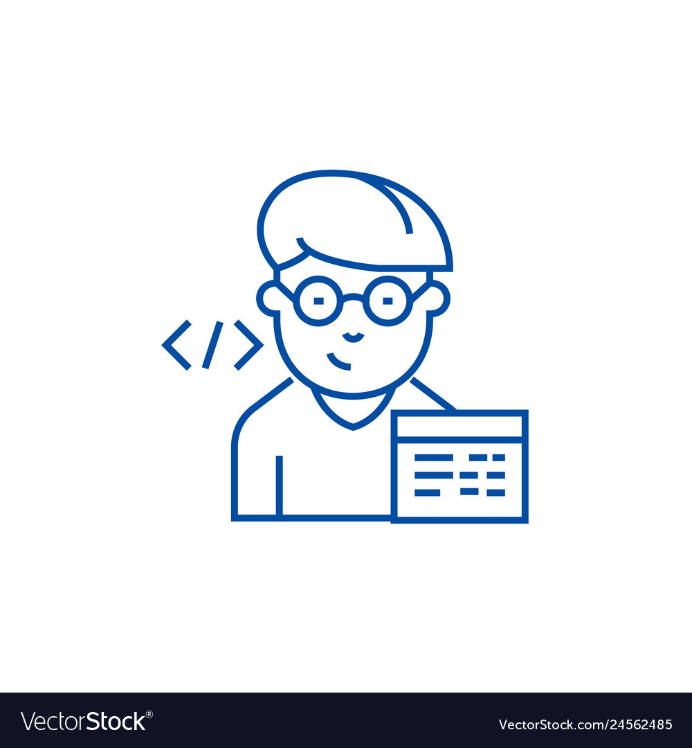 Programmer line icon concept flat Royalty Free Vector Image