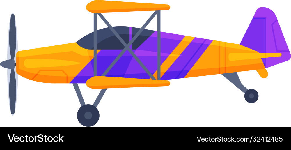 Retro biplane with propeller flying aircraft Vector Image