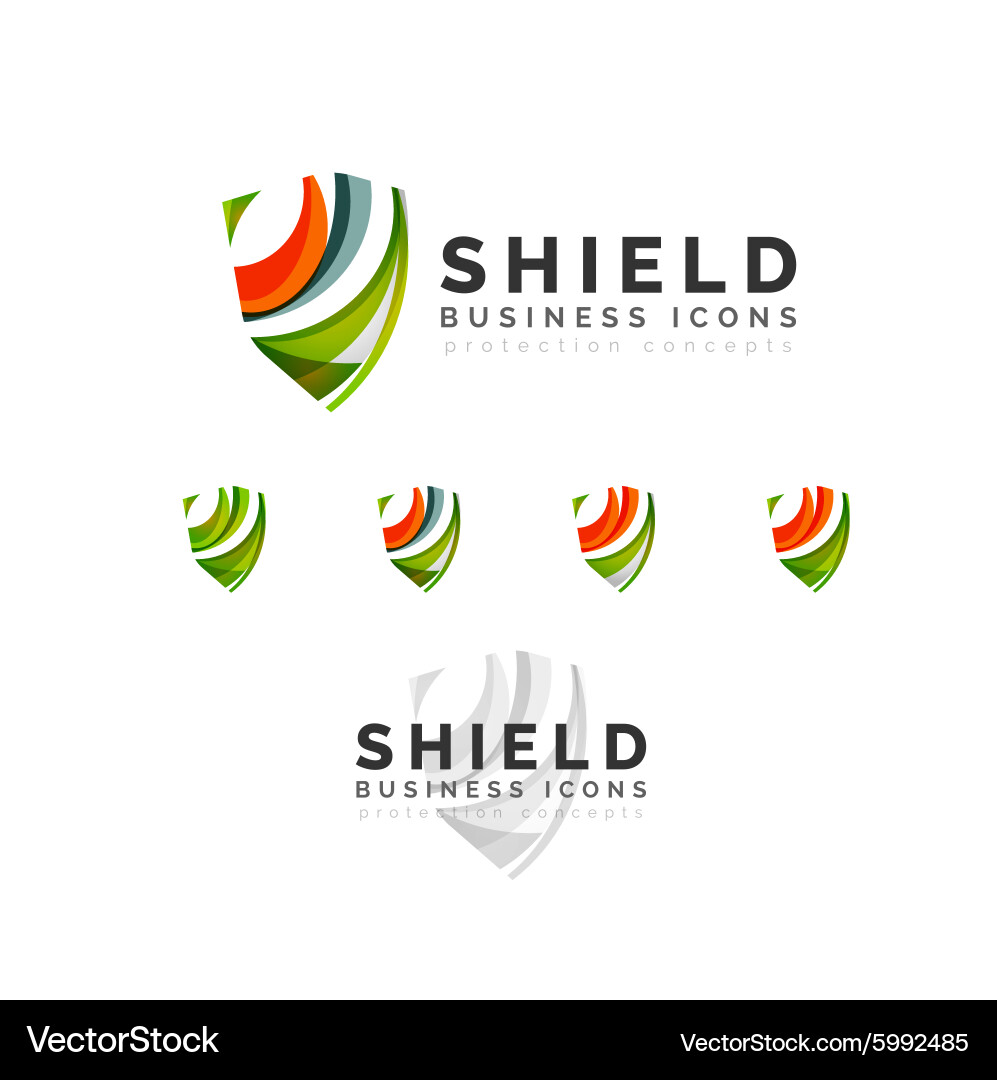 Set of protection shield logo concepts Royalty Free Vector