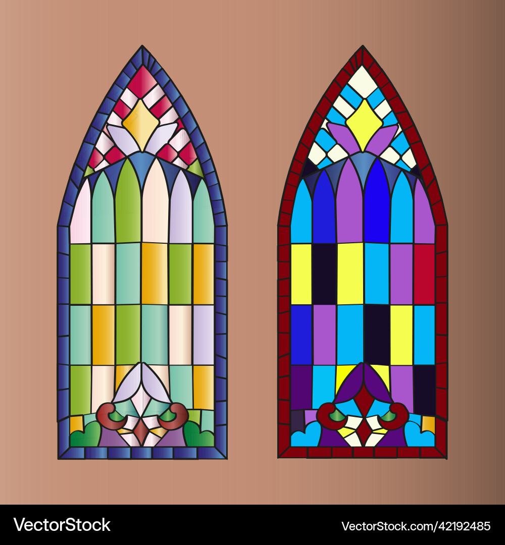 Stained glass windows in the old style Royalty Free Vector